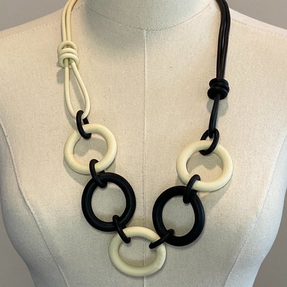 Jewelry | Modern Minimalist Artsy Unique Black White Rubber Circular ...